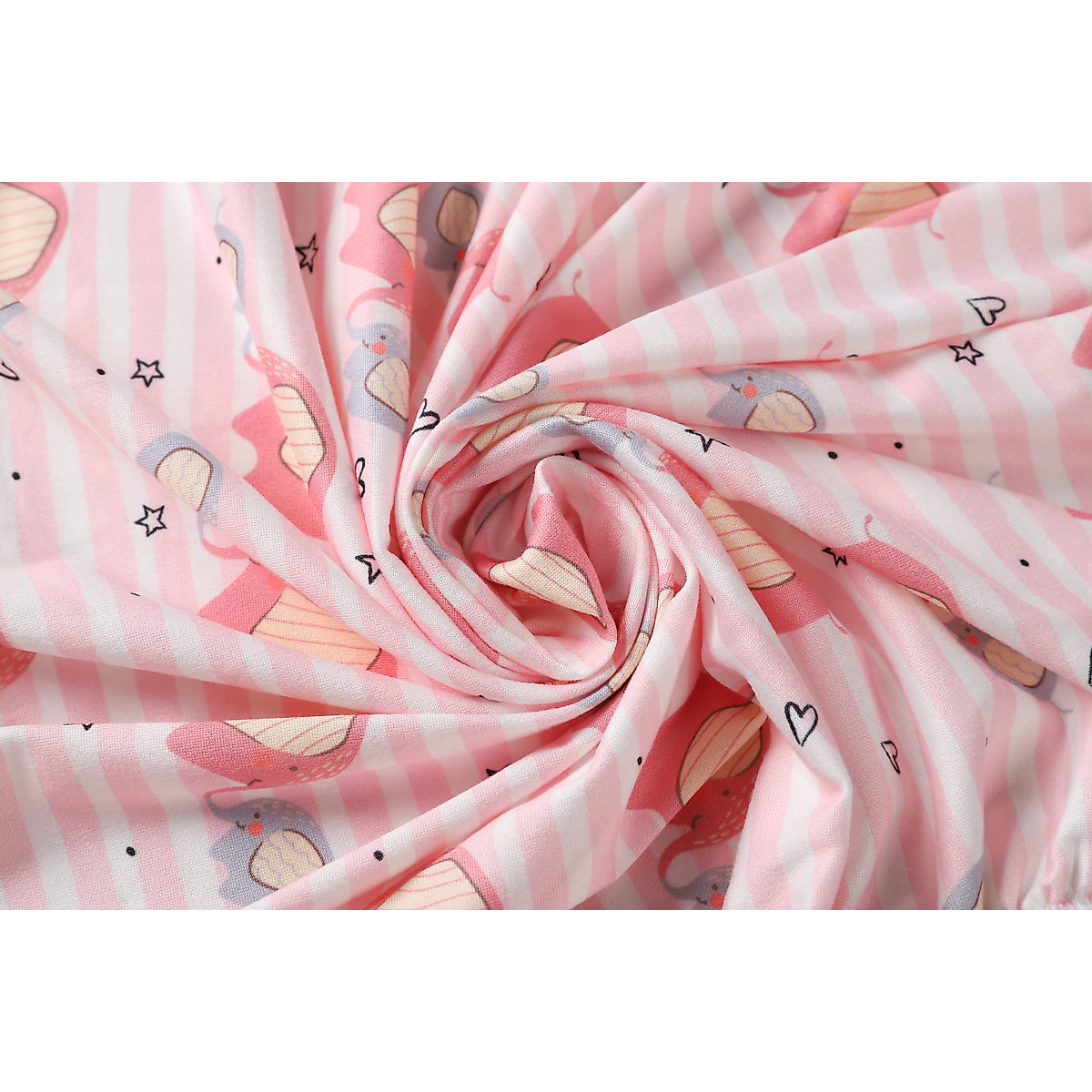 Bassinet Sheets for Baby Boy and Girl, Stretchy Breathable Fitted Sheet Universal for Bassinet Cradle Hourglass Oval Rectangle Pad/Mattress, 4 Pack Deer, Elephant, Rabbit and Squirrel Printing