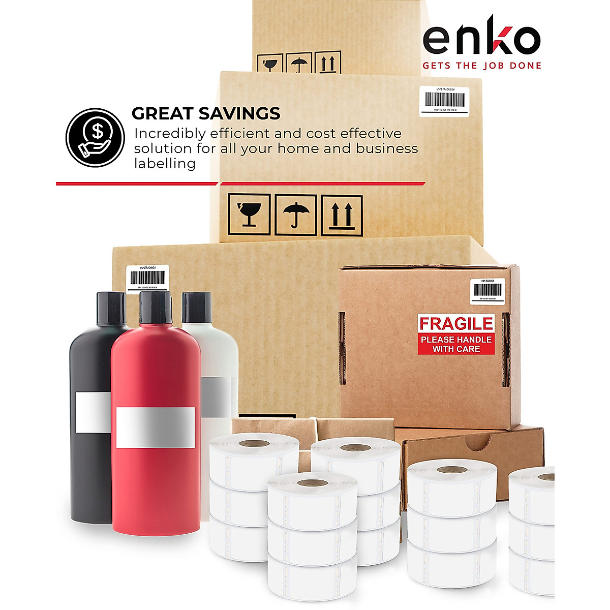 enKo Compatible 30347 Dymo Book Spine Labels (1" x 1-1/2") 12 Rolls, 9000 Library Book Barcode Labels - Use with Dymo Labelwriter 450, 4XL, 450 Turbo Printer, Rollo Printer