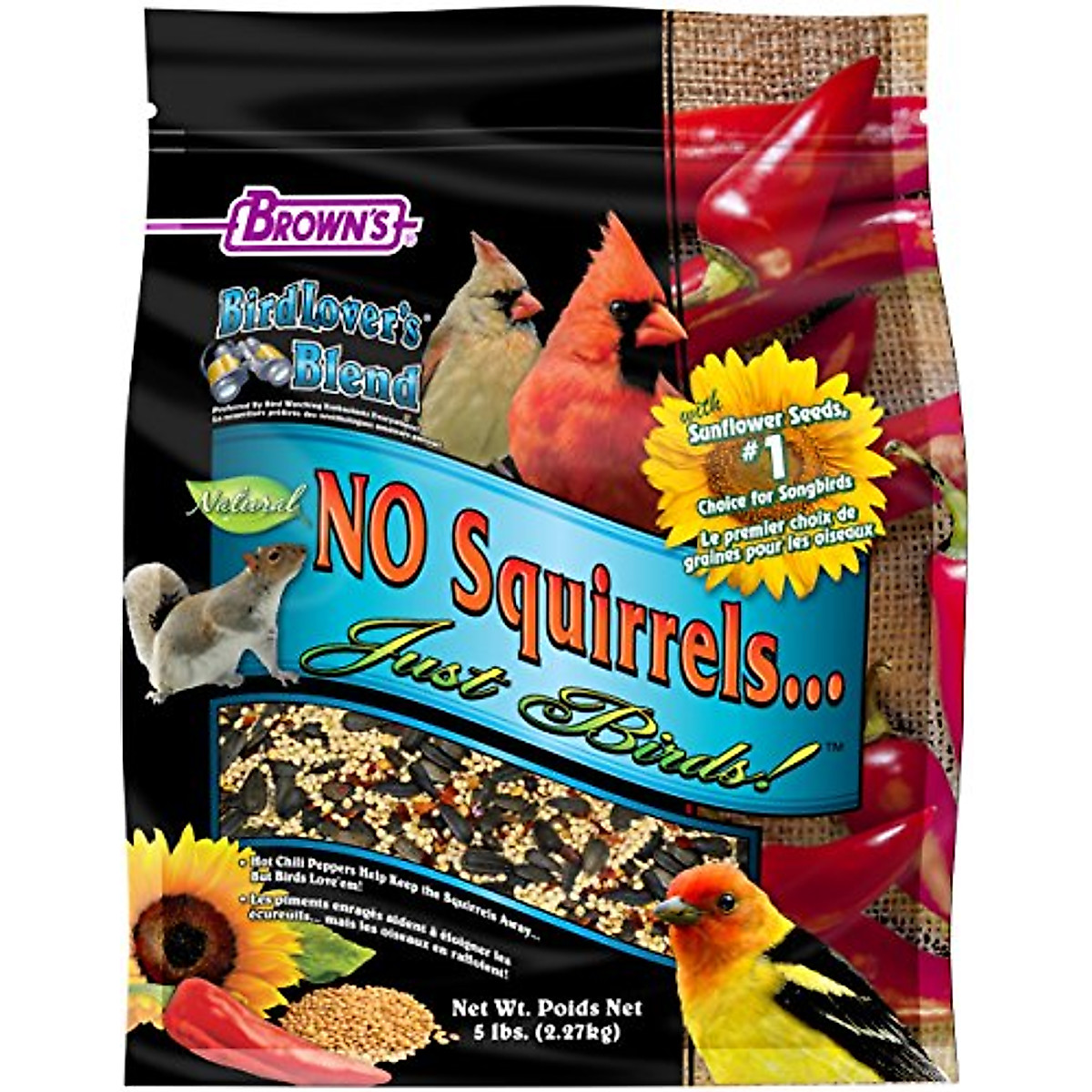 F.M.Brown'S Bird Lover'S Blend No Squirrels…Just Birds! With Sunflower Seeds, 5 Lb