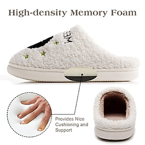 Menore Meet Me At Midnight Slippers for Womens Mens Soft Warm Fuzzy House Slides Memory Foam Lightweight Slip-on Slippers Indoor Outdoor