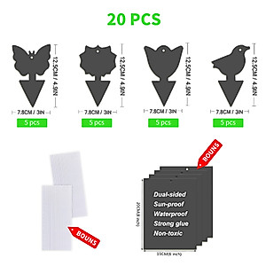 Fruit Fly Traps for Indoors,20pcs Yellow Sticky Fly Traps,Gnat Traps,Bugs Catcher for House Outdoor, Bonus 4 Fly Paper Tubes Home Office (Black)