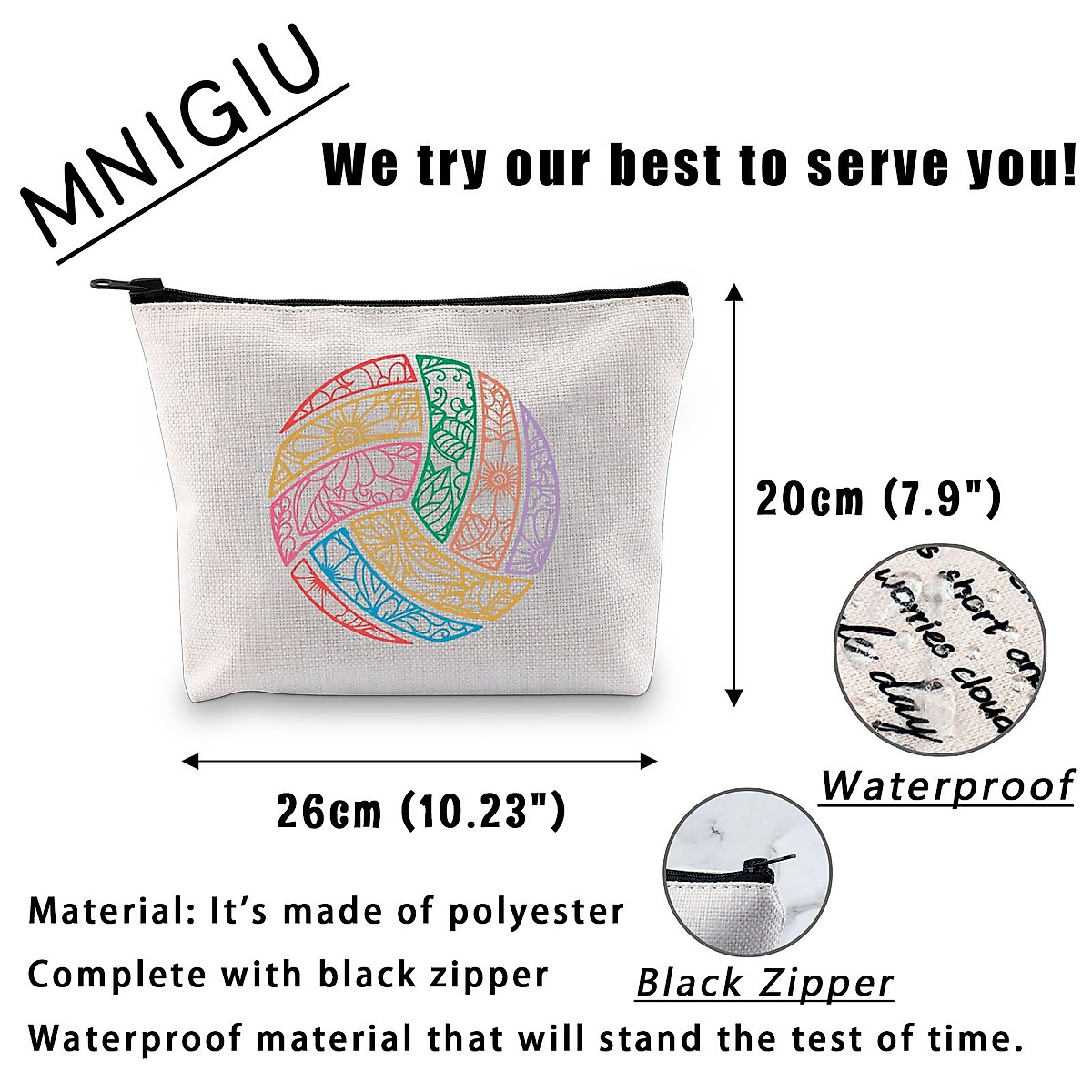 MNIGIU Volleyball Lover Gifts - Makeup Bag & Street Ball Lover Gift