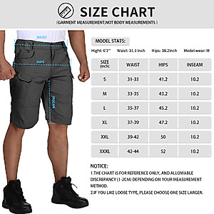 URBEST Tactical Shorts for Men Waterproof Breathable Quick Dry Hiking Fishing Cargo Shorts with Multi Pockets(NO Belt)
