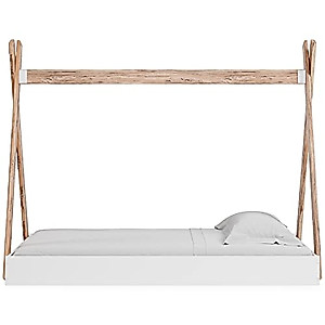 Signature Design by Ashley Piperton Modern Youth Tent Bed Frame, Full, Natural Wood & White