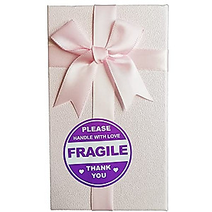 Ophisdesk 300 PCS 2 inch Round Purple Please Hand with Love Fragile Stickers Thank You Adhesive Label Fragile Stickers for Shipping Mailing Packing Envelope Present Jewelry Bag