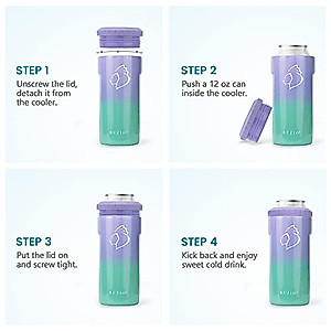 BUZIO 3 in 1 Insulated Slim Can Cooler for 12 oz Cans and Beer Bottle, Stainless Steel Can Holder, Double Walled Can Insulator for Skinny Tall Can/Standard Regular Can/Beer Bottle