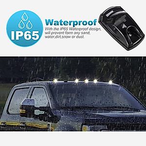 Partsam 5Pcs Smoke Lens Cab Marker Roof Running White LED Top Clearance Lights Assembly 9LED Compatible with Ford F250 F350 F450 F550 Cab Lights 2017 2018 2019 2020 2021 Super Duty 264343BK