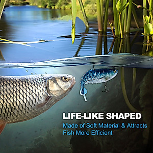 PLUSINNO Fishing Lures, Trout Pike Walleye Bass Fishing Jig Heads, Pre-Rigged Soft Swimbaits with Ultra-Sharp Hooks, Bass Lures with Paddle Tail, Fishing Bait for Saltwater & Freshwater…