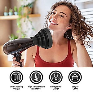 Travel Hair Dryer Diffuser, Segbeauty Collapsible Portable Hair Diffuser, Profession Blow Dryer Diffuser Attachment for Natural Thick Hair, Suitable for Nozzle 1.65 inches to 1.77 inches - Black