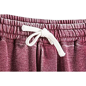 DELCARINO Men's Casual Soft Cotton Elastic Jogger Gym Active Pocket Knit Shorts Burnout Wine Medium