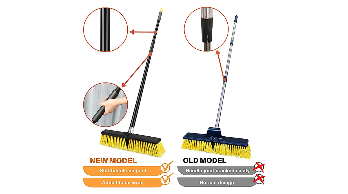 KeFanta 18" Heavy Duty Push Broom for Outdoor Cleaning