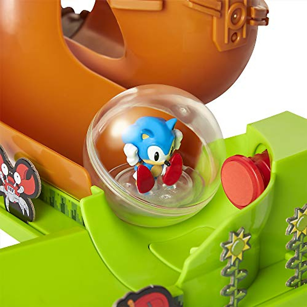 Sonic The Hedgehog Pinball Green Hill Zone , Track Play Set, 9 Piece, with Looping Action & Automatic Bumper Exclusive Sonic Sphere Included, for Ages 3+