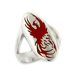 Mythical Red Firebird Phoenix Rising from the Ashes Sterling Silver Ring Size 9(Sizes 4,5,6,7,8,9,10,11,12,13,14,15)