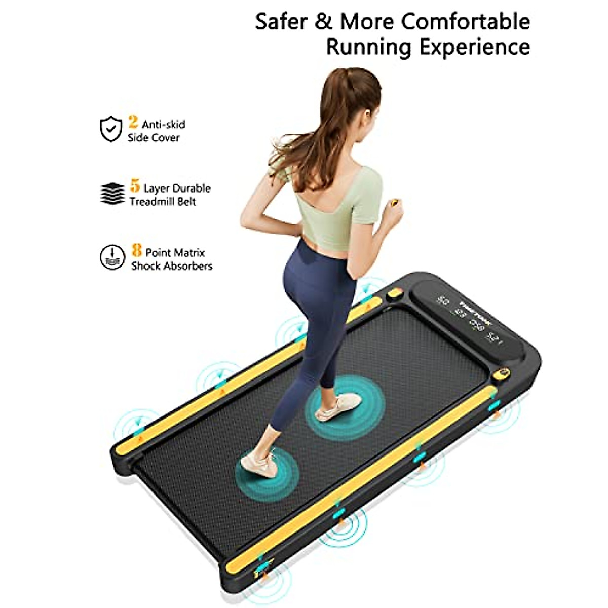 TIMETOOK Under Desk Treadmill, 2.25HP Treadmill with 265lb Weight Capacity, Portable Walking Pad Design for Home Office with IR Remote Control