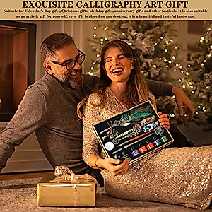 AIYNC Quill Pen and Ink Set, Feather Pen Ink Set, Wax Seal Stamp Kit, Calligraphy Set, Valentine's Day Gifts for Writing Lovers Birthday Gifts, Ideal Calligraphy Gifts for Holidays(Peacock Feather)