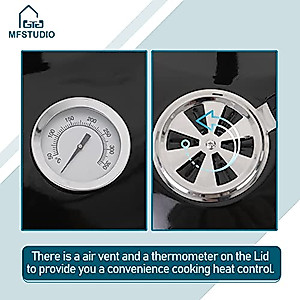 MFSTUDIO 22" Kettle Charcoal Grill, Porcelain-Enameled Lid and Bowl with Slide Out Ash Catcher for BBQ, Patio, Backyard, Picnic, Black