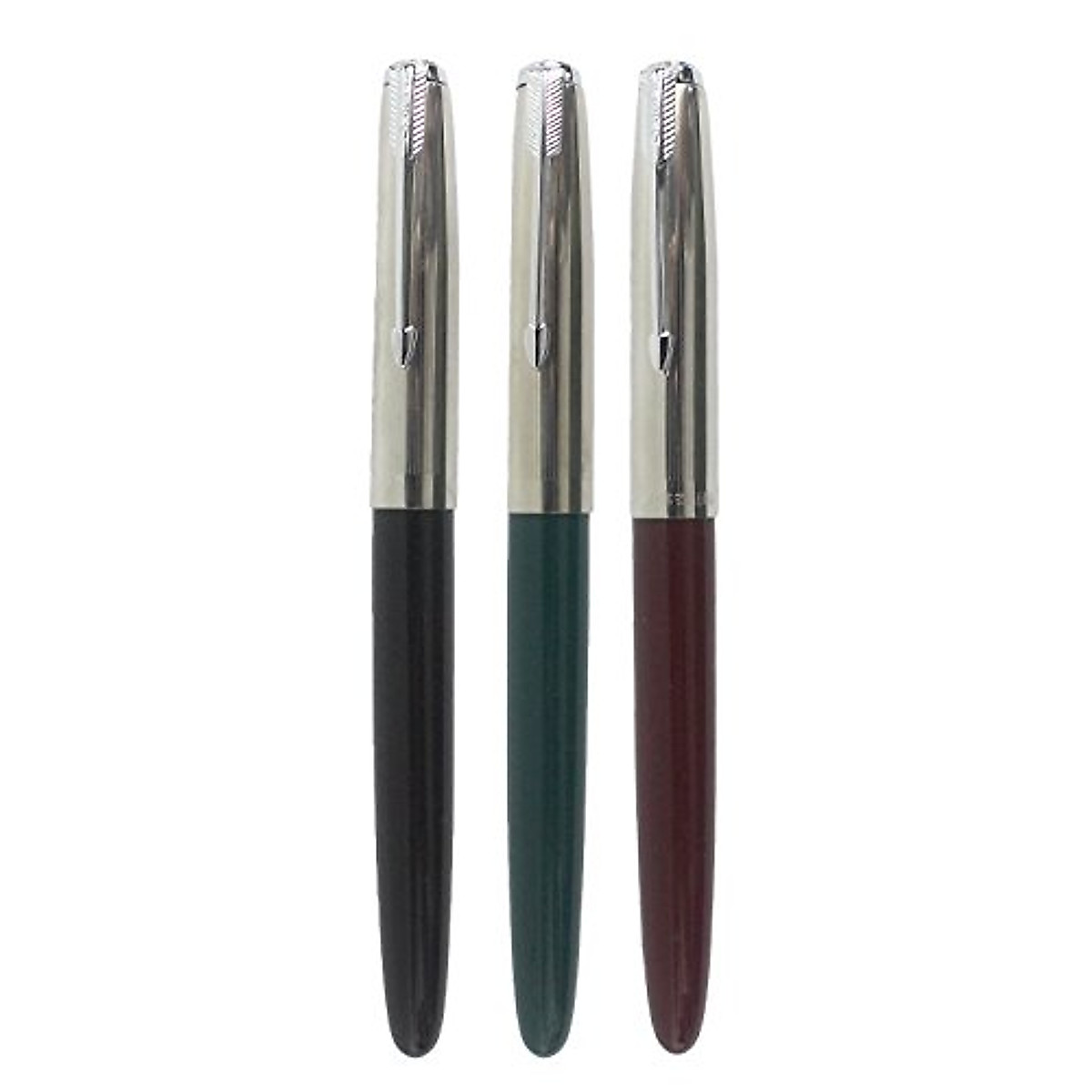 SIPLIV 3PCS Classic Fountain Pen Hero 616, in 3 Colors, Silver Trim