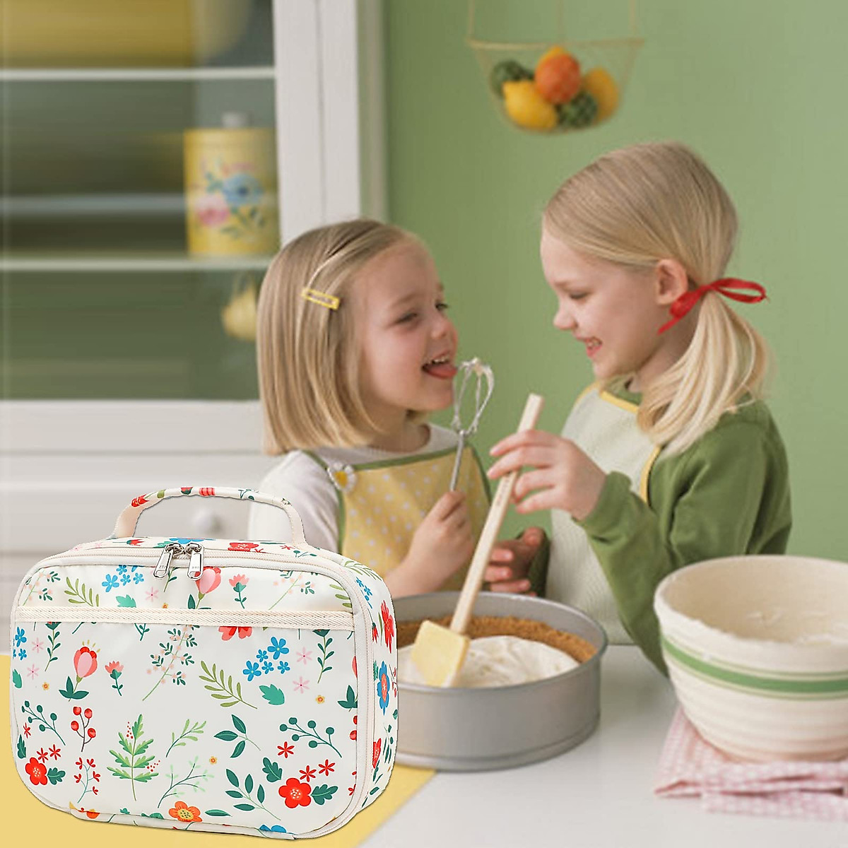 Kids Lunch Box Boys Girls Insulated Lunch Cooler Bag Reusable Lunch Tote Kit for School Travel(Flower)