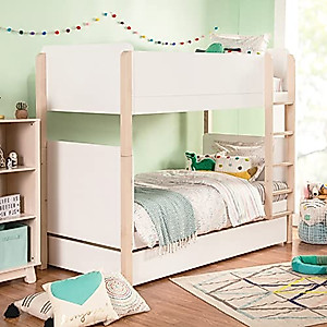 Babyletto Tiptoe Bunk Bed in White and Washed Natural