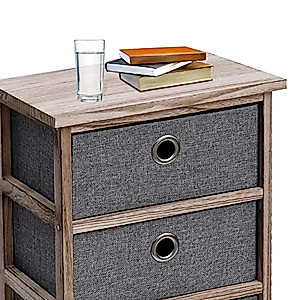 Babion Nightstand with 3 Drawers, Bedside Tables for Bedroom, Hallway, Nightstand Storage Cabinet, End Table with Organizer Fabric Drawers, Wood Top Fabric Dresser, Gray