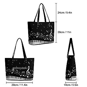 Womens Handbag Music Notes Musical Piano Keys Leather Tote Bag Top Handle Satchel Bags For Lady