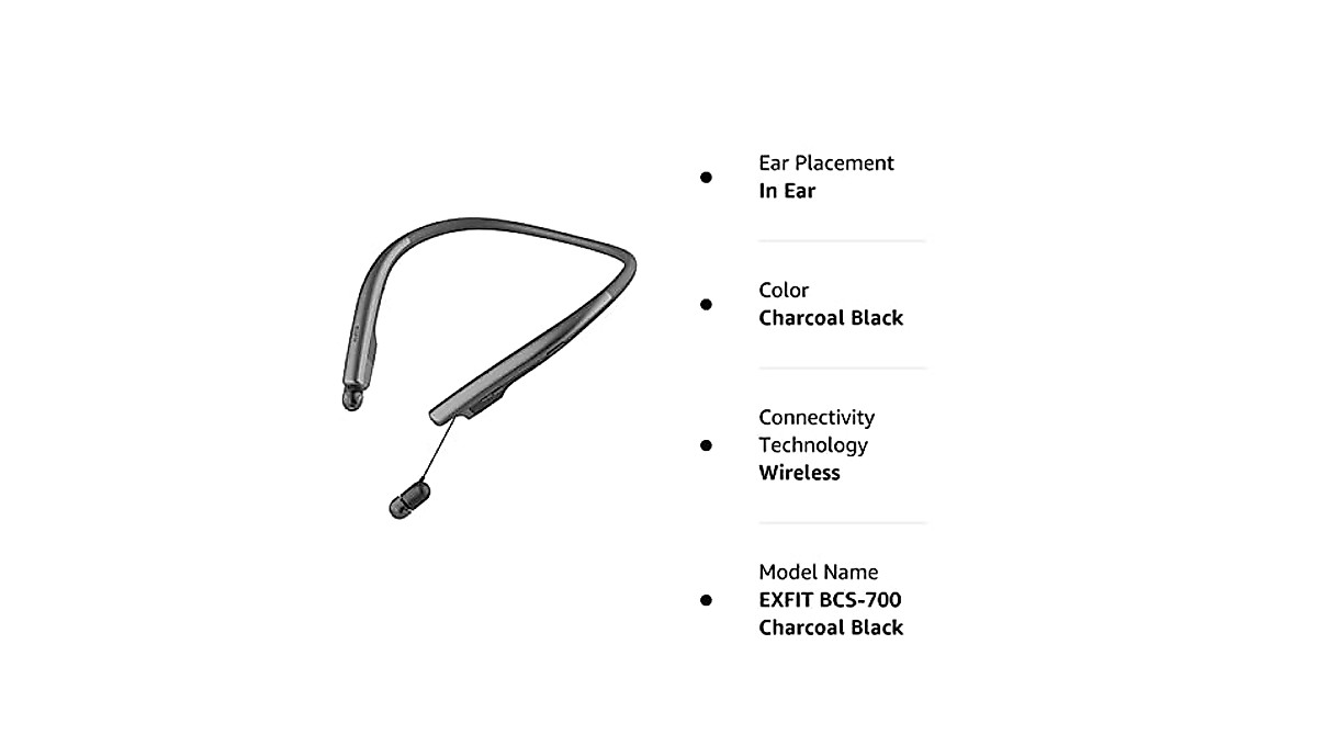 EXFIT BCS-700 Wireless Bluetooth Neckband Headphones | Long Battery Life