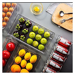 TIST Refrigerator Organizer Box with Lid, Clear Plastic Pantry Stackable Food Storage Box (Size : Small)