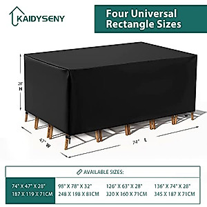 KAIDYSENY Patio Furniture Cover - 74"Lx47"Wx28"H Rectangle Outdoor Dining Set Cover for Outside Table and Chairs, Durable 600D Oxford Sectional Sofa Set Covers Waterproof, Anti-UV, Anti-Fading