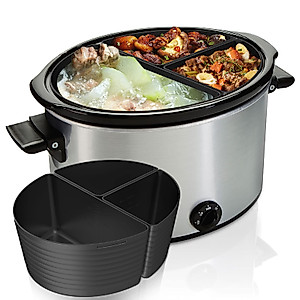 2023 Upgrade Silicone Crock Pot Liner Fit for Crockpot 6 QT Oval, BPA Free Reusable Slow Cooker Divider Insert Separator Bags Triple Pockets, Dishwasher Safe (3 Dividers)