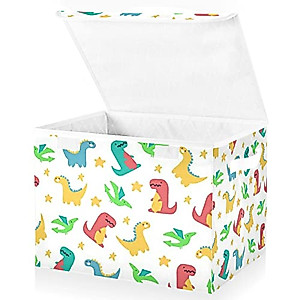 Dinosaurs Storage Bins with Lids for Organizing Lidded Home Storage Bins with Handles Oxford Cloth Storage Cube Box for Room