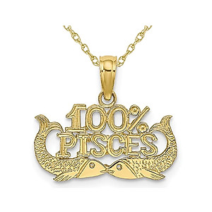 Gem And Harmony 10K Yellow Gold 100% PISCES Charm Astrology Pendant Necklace with Chain