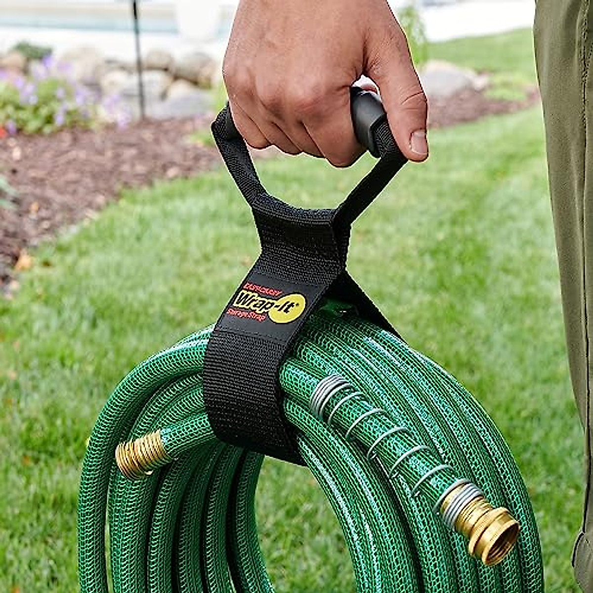 Easy-Carry Wrap-It Storage Straps - 22” (2-Pack) – Heavy-Duty Hook and Loop Cord Carrying Strap, Hanger, and Organizer with Handle for Pool Hoses, Garden Hoses, Cords, Cables and More