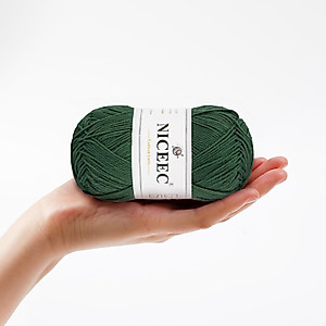NICEEC 4 Skeins Soft Baby Cotton Yarn, 4 Ply, DIY Craft, Fingering Weight, Blanket Yarn for Crochet & Knitting, Total 700yds/7.05oz - Green