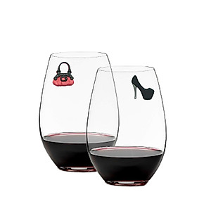 His and Hers Magnetic Wine Charms & Stemless Glass Markers - Set of 12 - Fun Birthday, Hostess or Housewarming Gift by Simply Charmed
