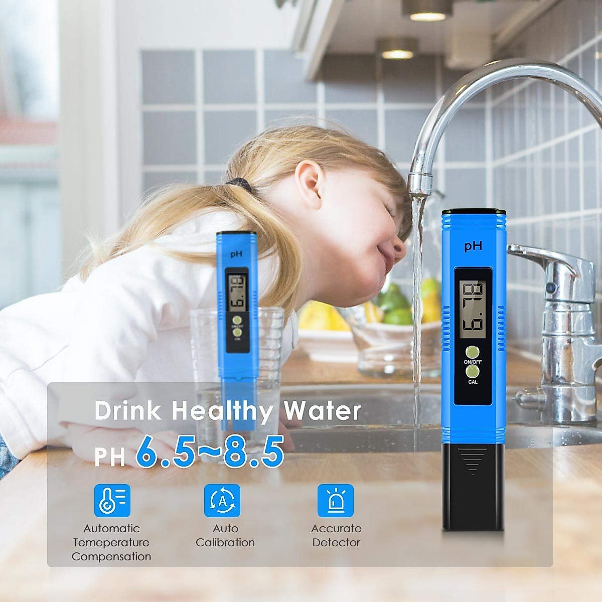 PH Meter, 0.01 High Accuracy Pocket Size with 0-14 PH Testing Range PH Tester, Digital PH Meter for Water, Water Meter for Hydroponics, Drinking Water and Pool