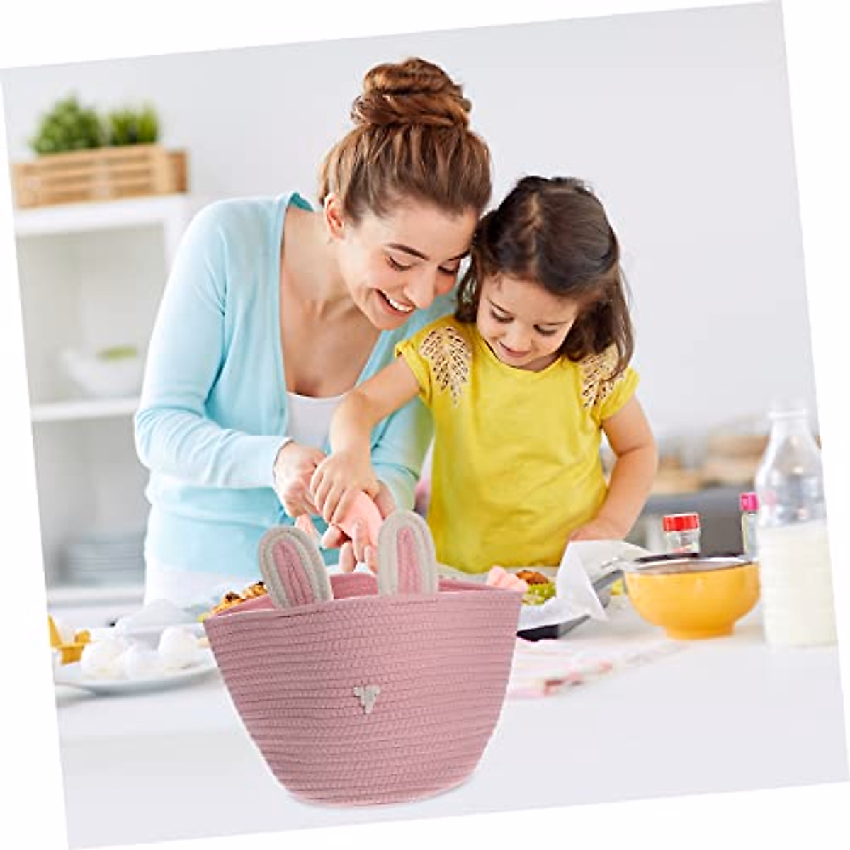 Cabilock Boho Home Decor Home Decor 3pcs Rope Rabbit Basket Snacks for Nordic Storage Basket Cotton Rope Pink Boho Decor Woven Basket