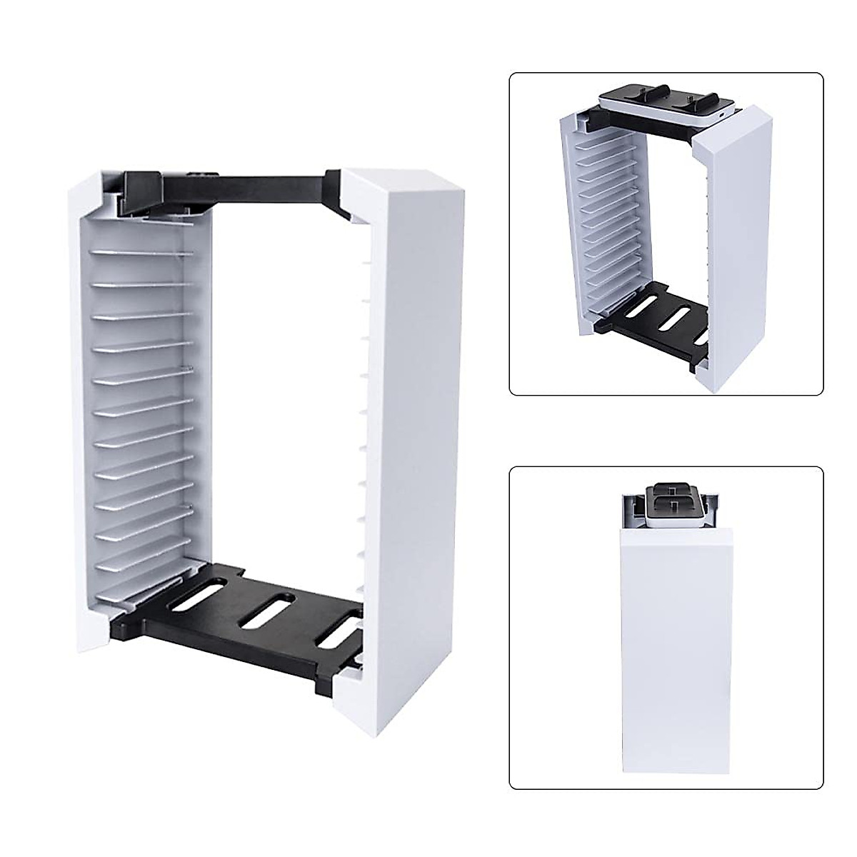 iayokocc Universal Game Storage Rack, Video Game Storage Set, Includes Storage Rack, Charging Dock, Controller Hook & USB Cable(White)