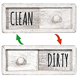 WOJOGO Dishwasher Magnet Clean Dirty Sign – Farmhouse Rustic Wood Clean Dirty Magnet Sign, Works for All Dishwashers, Dishwasher Accessories (White)