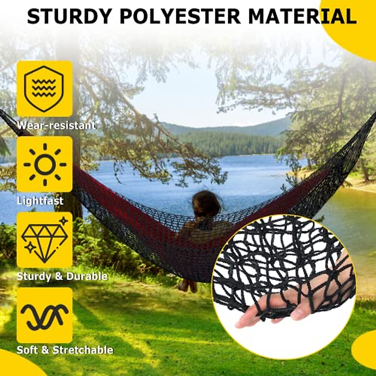 YUCHENGTECH Climbing Cargo Net 9.8' x 9.8' Kids Playground Net Double Layers Heavy Duty Backyard Net Bridge for Tree House Tree Fort Back Yard (9.8' X 9.8')