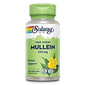 SOLARAY Mullein Leaf, Herbal Support for Healthy Respiratory and Bronchial Function, Vegan, 100 Vegcaps