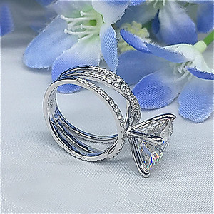 hsiyyecg Shiny Round Cut Cubic Zirconia Multi Row Cross Knot Women's Eternity Engagement Wedding Band Ring, X Cross Wrap Around CZ Rings Size 6-10 (US Code 8)