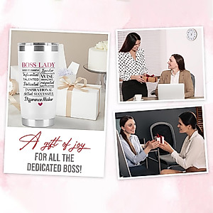 Boss Lady Gifts for Women Boss Day Gifts for Women Tumbler Cup Gifts for Bosses Female Christmas Birthday Gift Ideas for Boss Lady Queen Leader Boss Babe Gag Boss Appreciation Retired Tumbler 20 Oz