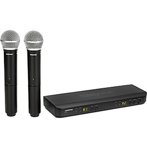 Shure BLX288/PG58 UHF Wireless Microphone System - Perfect for Church, Karaoke, Vocals - 14-Hour Battery Life, 300 ft Range | includes (2) PG58 Handheld Vocal Mics, Dual Channel Receiver | H9 Band