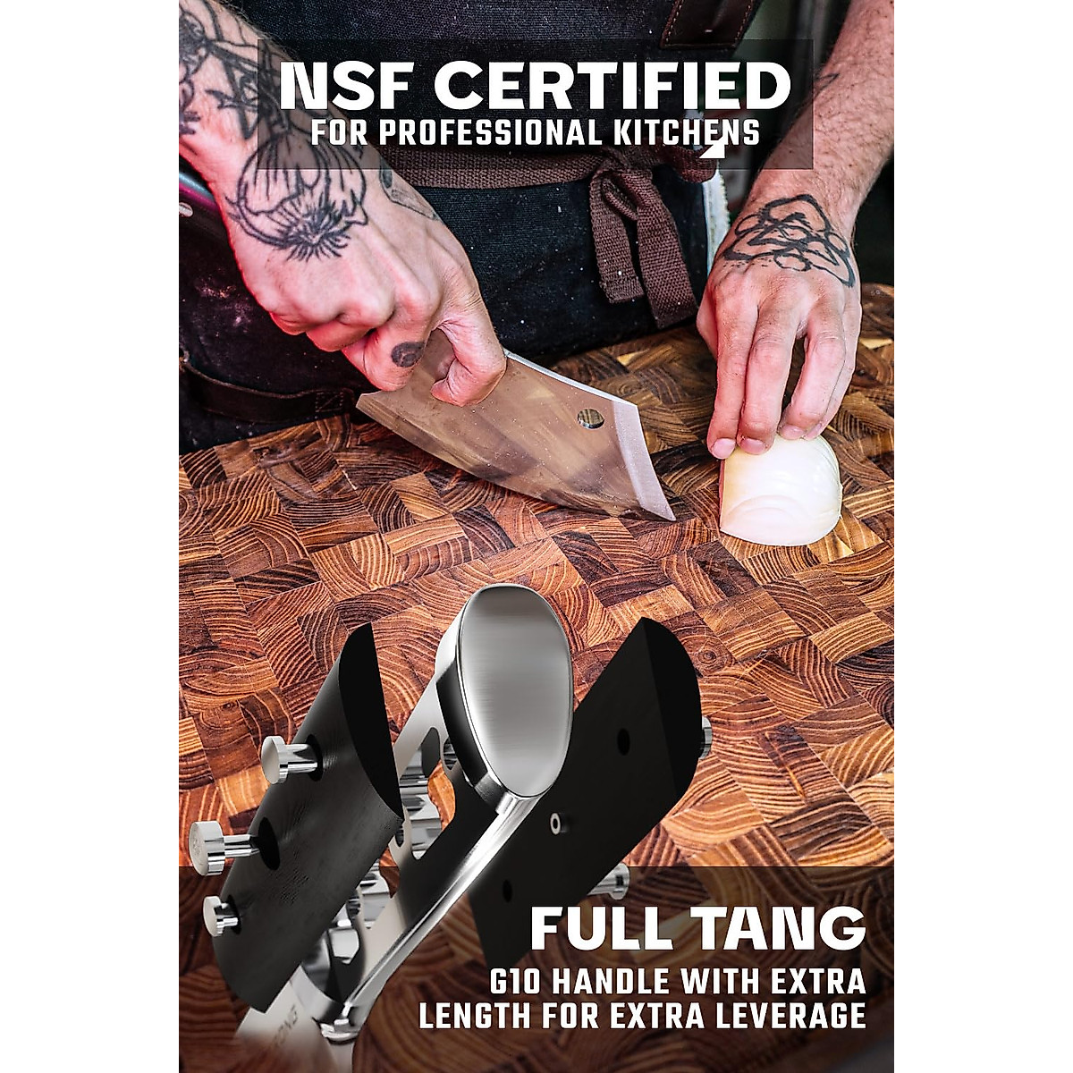 Dalstrong Mini Rocking Cleaver Knife-6.5"-Gladiator Series 'R'-High Carbon Steel - Razor Sharp Giftable Kitchen Knife-Black Handle-Meat Cleaver, Vegetable Knife - NSF Certified