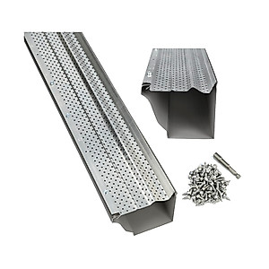 A-M Gutter Guard - Aluminum 5" (100 Feet, Mill Finish) with 100-1/2" #8 Stainless Steel Zip Screws - Includes 1/4" Magnetic Hex Driver