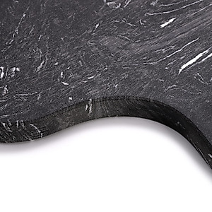 Coloch Marble and Acacia Wood Cutting Board, Black Charcuterie Chopping Board with Handle, Decorative Serving Board for Cheese, Steak, Bread, Fruit