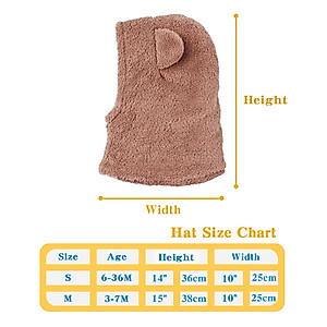 Baby Girls Boys Winter Warm Scarf Hat Kids Thick Earflap Hood Cap with Ear 6M-7T (Khaki,S)