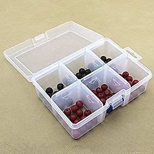 6 Compartments Jewelry Earring Necklace Bead Storage Box Clear Plastic Adjustable Container Case (Blue)