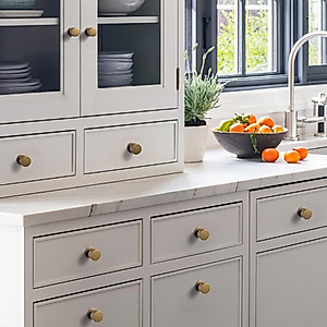 Yanxia Antique Brass Cabinet Knobs, Dresser Pulls for Kitchen, Vintage Drawer Hardware Handles for Bedroom, 1-1/8 Inches Diameter, 6 Pack (Model 9588)