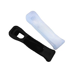 yueton 2pcs Black and White Replacement Extended Silicone Protective Skin Case Cover for Nintendo Wii Motion Plus Remote Controller